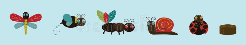 Set of Cute Critter Cartoon Icon Design Template with Various Models ...
