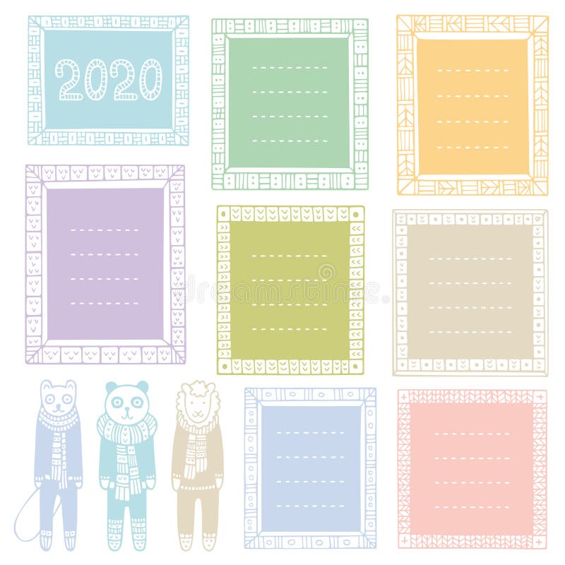 Cute Doodle Frames and Borders for Bullet Journal Stock Vector ...