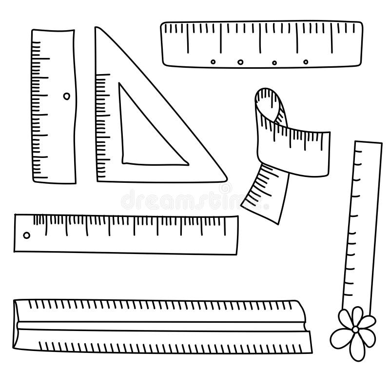Set of Rulers, Outline Design. Vector Illustration Stock Illustration ...
