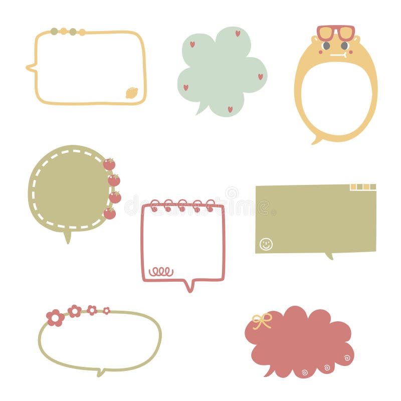 Set of Cute Doodle Text Box Planner, Speech Bubble Balloon Stock ...
