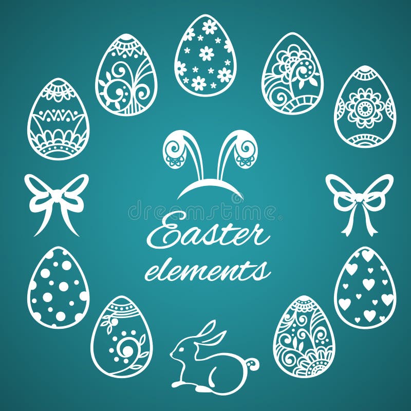 Set of Cute Easter Elements Stock Vector - Illustration of design ...