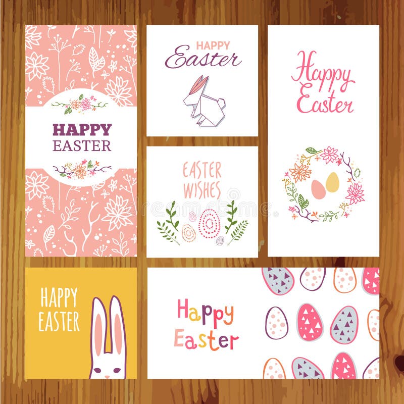 Set of Cute Easter Greeting Cards Stock Vector - Illustration of design ...