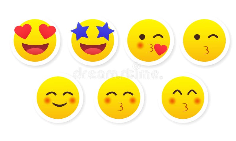 Set of Cute Emojis Illustration Stock Illustration - Illustration of ...