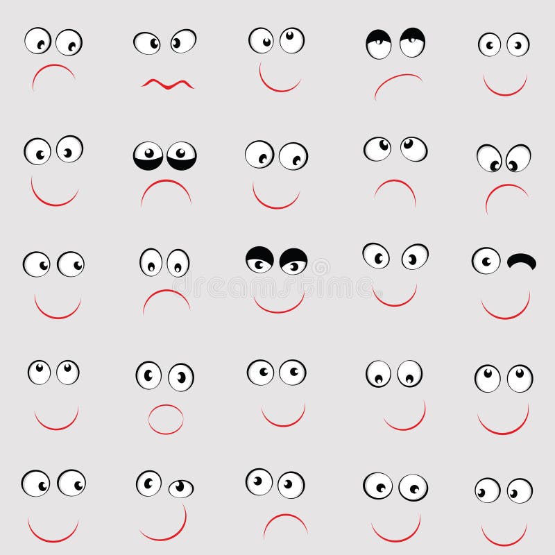 Set of Cute Emoticons with Different Emotions Stock Vector ...