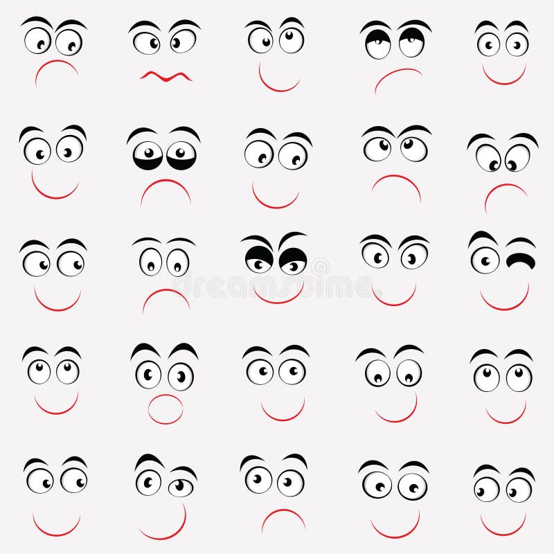 Set of Cute Emoticons with Different Emotions Stock Vector ...