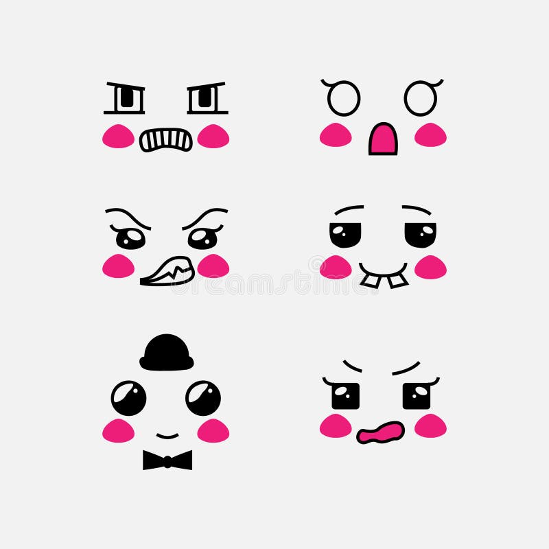 Set of Cute Eyes Expressive Emotion Face Design Icon Stock Vector ...