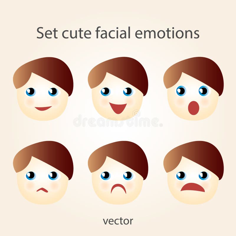 Set cute facial emotions stock vector. Illustration of cute - 78614418