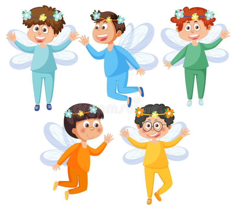 A set of cute fairy boys stock vector. Illustration of youth - 270149193