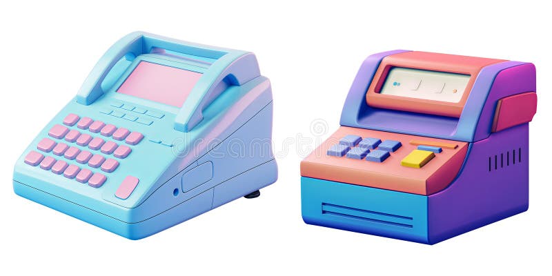Set of Cute Fax Machine. 3D Cartoon Animation Style Stock Photo ...