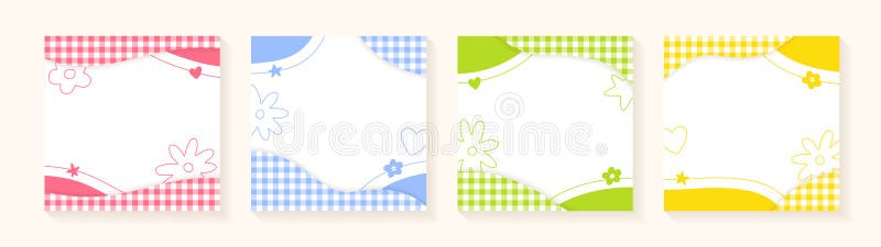 Cute Flower Red Plaid Gingham Check Checkered Frame with Flower Star ...