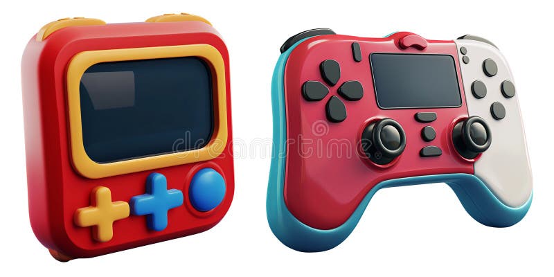Set of Cute Game Console. 3D Cartoon Animation Style Stock Illustration ...