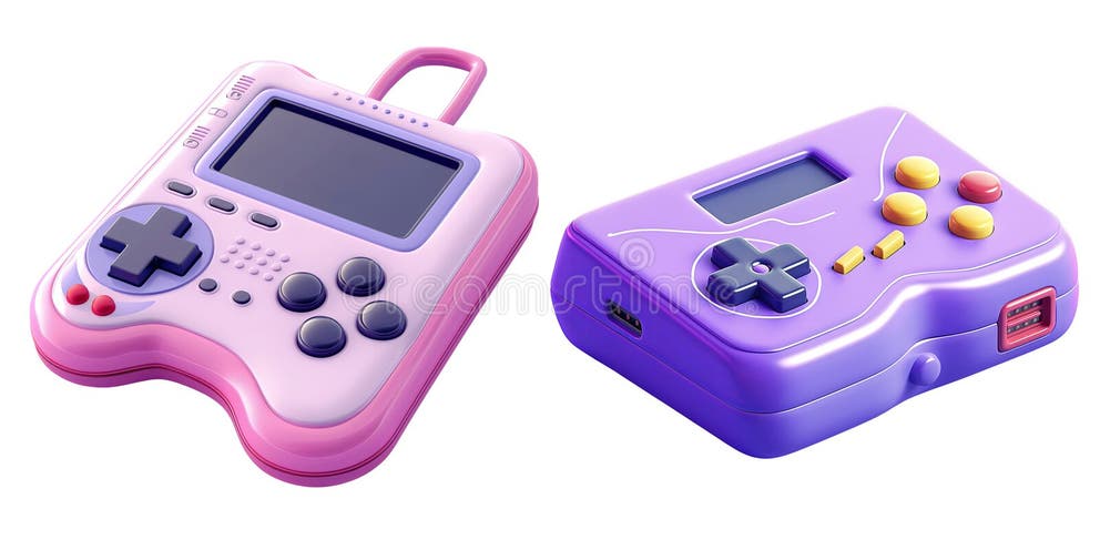 Set of Cute Game Console. 3D Cartoon Animation Style Stock Photo ...