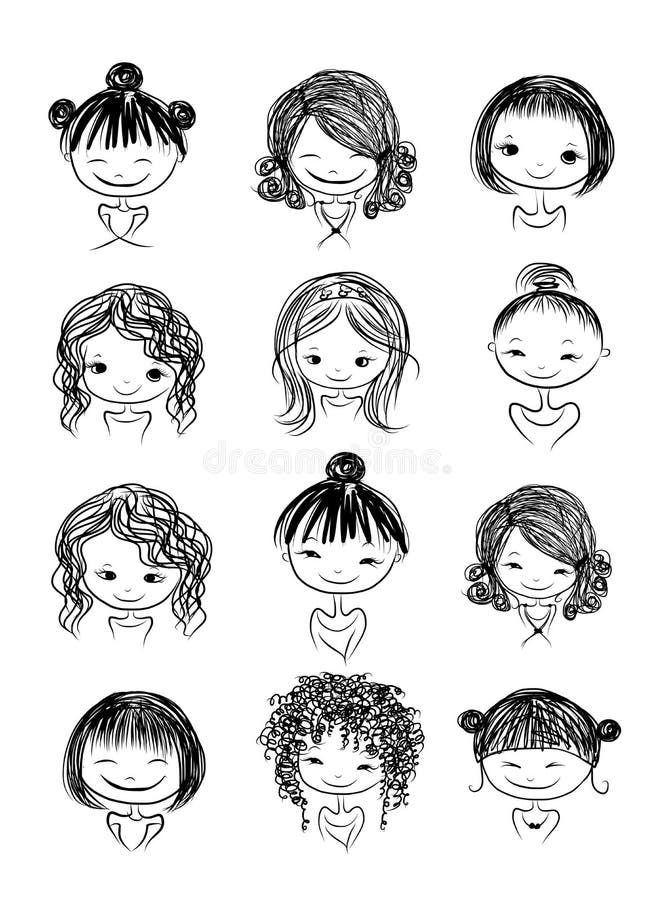 Hairstyles Stock Vector Illustration Of Drawing Hair 16190687