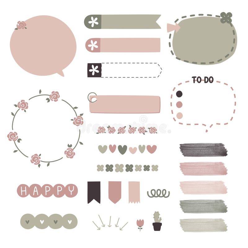 Set of Cute Hand Drawn, Doodle Text Box with Icon, Speech Bubble ...