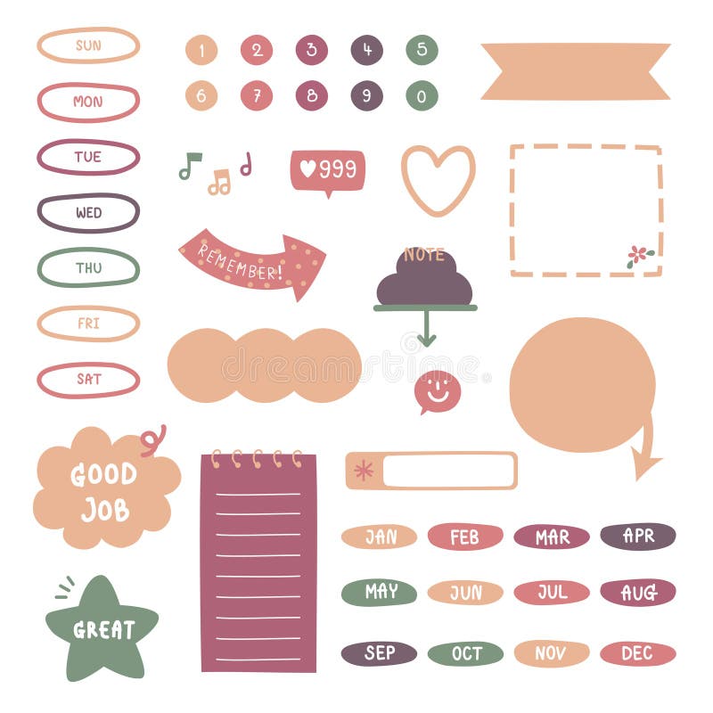 Set of Cute Hand Drawn, Doodle Text Box with Icon, Speech Bubble ...
