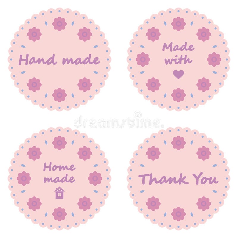 Set of Cute Hand Made Badges. Templates of Labels, Tags for Hand Made ...