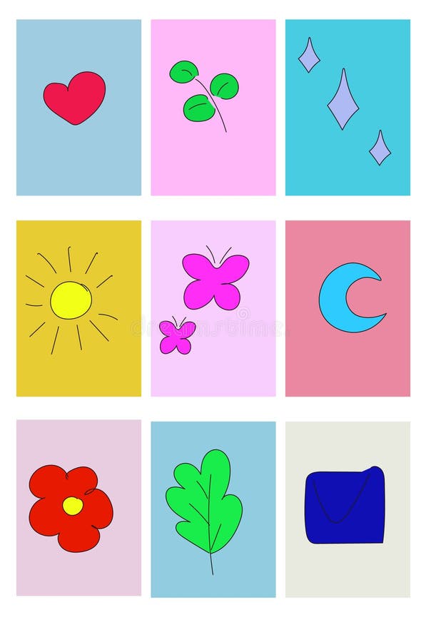 Illustration of Bright Small Drawings Stock Vector - Illustration of ...