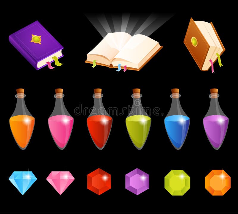 Set of Cute Illustrations with Magic Theme Stock Illustration ...