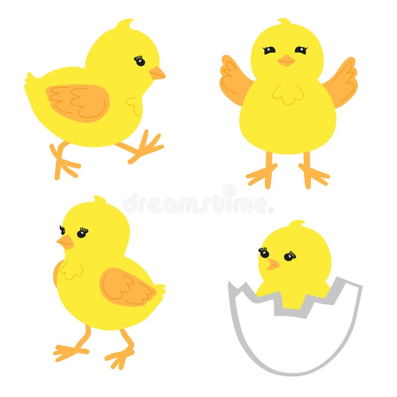 Set of Cute Hand-drawn Chickens Saying Hi, Wearing Sunglasses and Cap ...