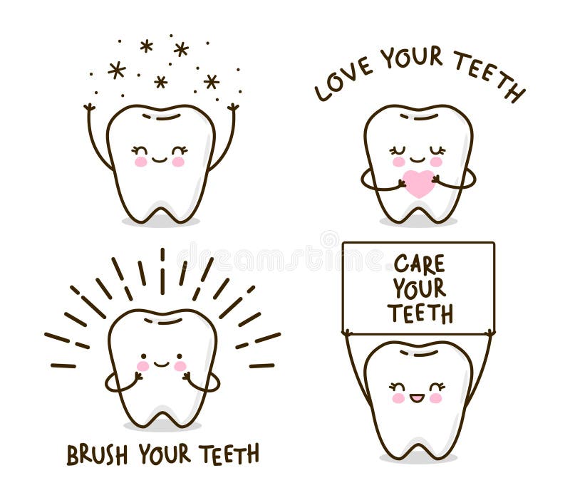 Set of Cute Little Teeth Isolated Stock Vector - Illustration of ...