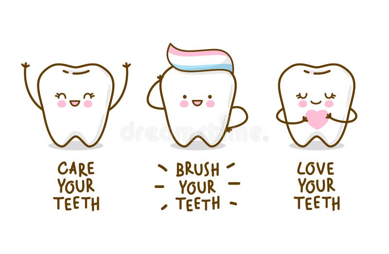 Set of cute little teeth stock vector. Illustration of hygiene - 137574731