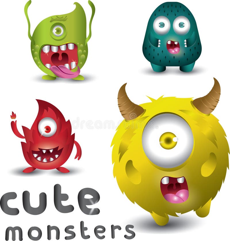 Set of Cute Monster. Vector Illustration Decorative Design Stock Vector ...