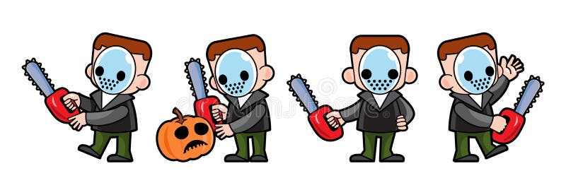 Cute Murderer Cartoon Character. Vector Flat Design Collection Set ...