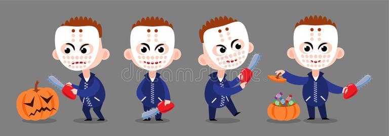 Set of Cute Murderer . Halloween Cartoon Characters Stock Vector ...