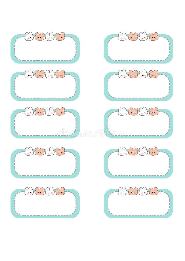 A Set of Cute Name Labels and Stickers Template Design in Green Stock ...