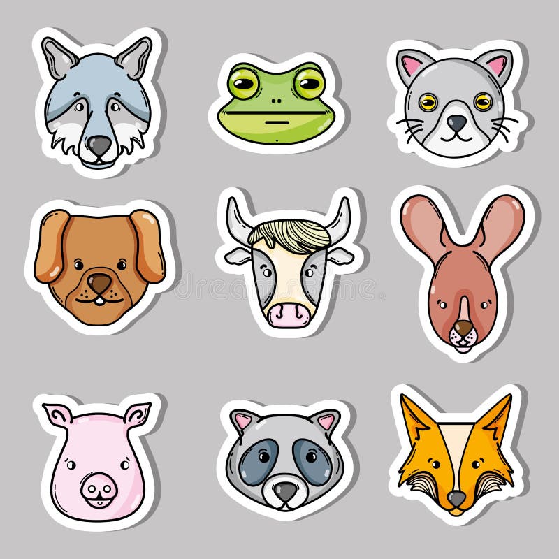 Set Cute Natural Animals Design Stock Vector - Illustration of ...