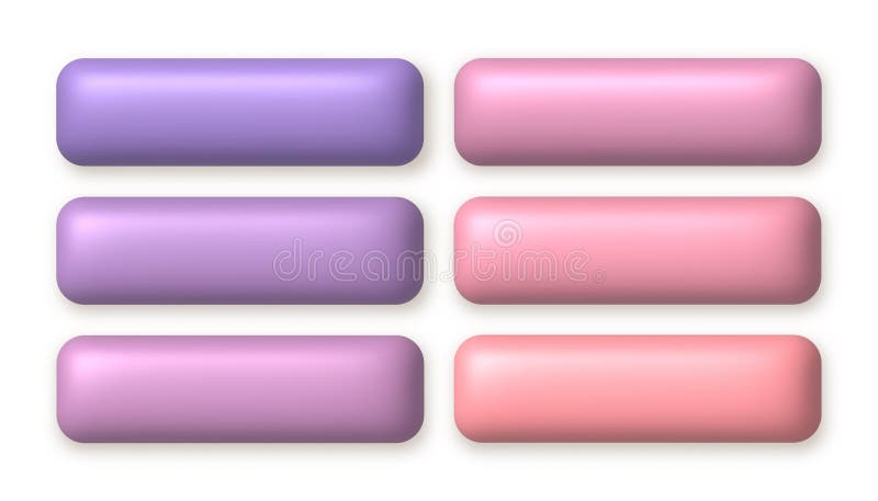 Set of Cute Pastel 3d Buttons for Web Design. 3d Realistic Design ...