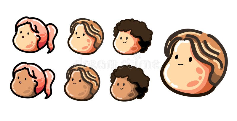 Set of Cute People Face with Chubby Cheeks Stock Vector - Illustration ...