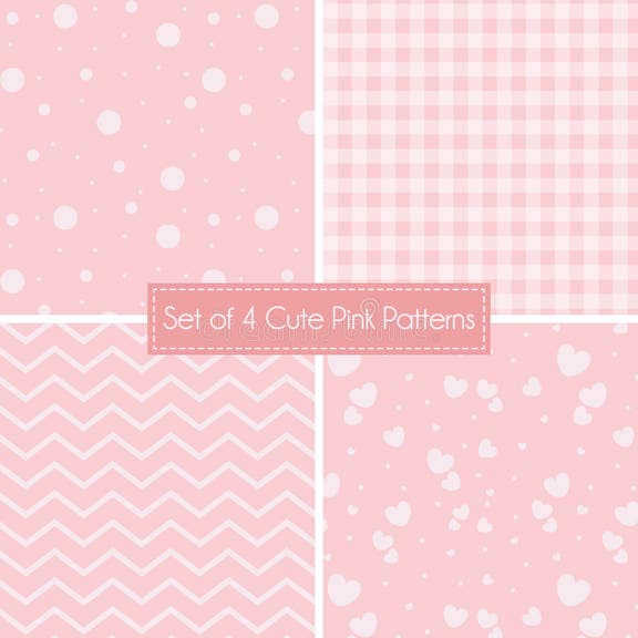 Set of 4 Cute Pink Patterns and Textures Stock Vector - Illustration of ...