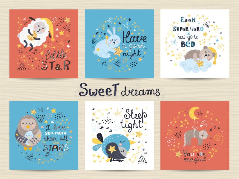 Set of Cute Posters for Babies Stock Vector - Illustration of dream ...
