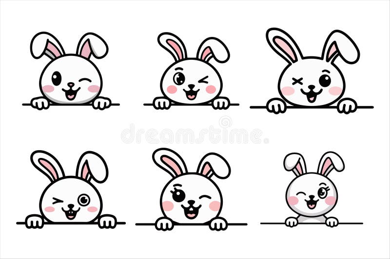 Set of Cute Rabbit Many Color for Spring and Sweet Rabbits Stickers a ...