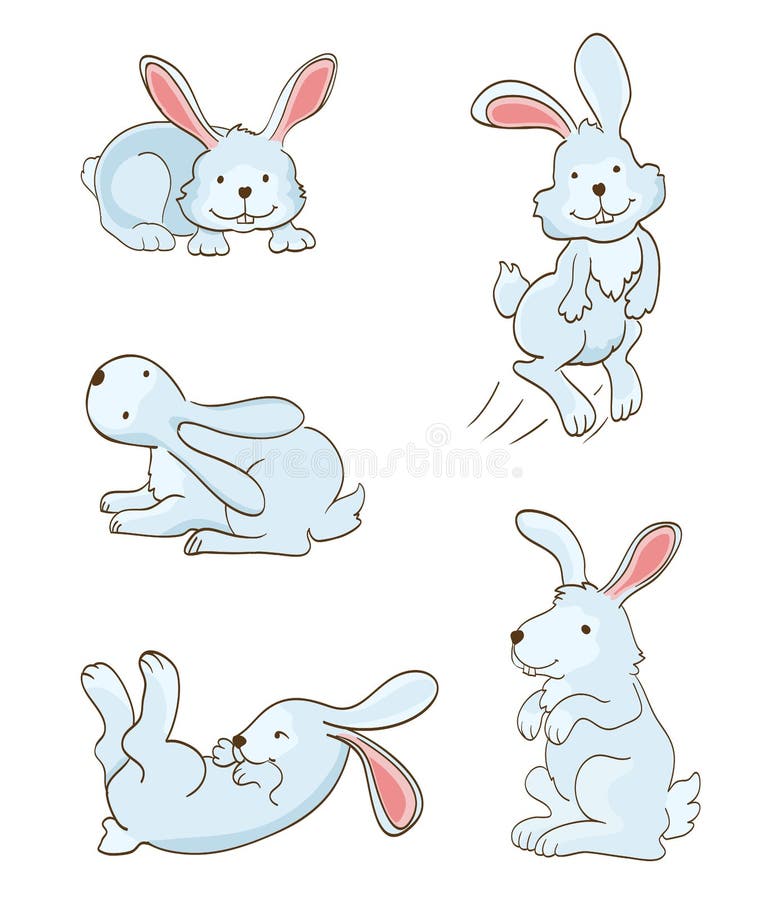 Cute Rabbits Cartoons Design, Character Childhood Stock Vector ...