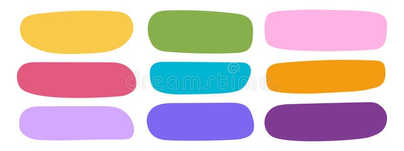Set of Cute Rectangular Textbox Shapes in Doodle Style. Colorful Empty ...