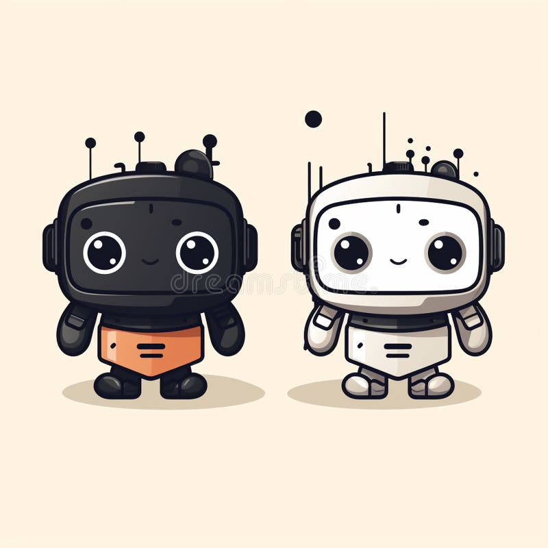 Set of Cute Robots with Different Emotions. Vector Illustration in ...