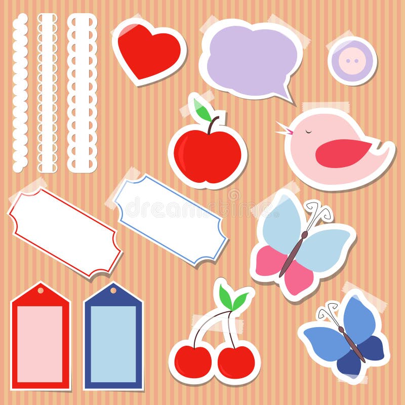 Set of Cute Scrapbook Elements Stock Vector - Illustration of label ...