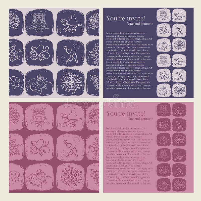 Set of Cute Seamless Patterns and Templates for Cards Stock Vector ...