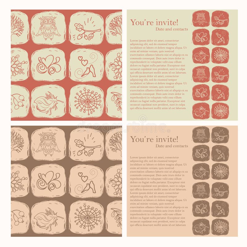 Set of Cute Seamless Patterns and Templates for Cards Stock Vector ...