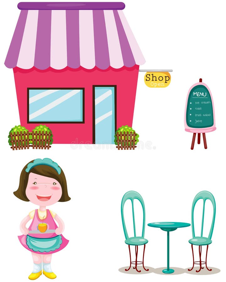 Set of cute shop stock vector. Illustration of object - 42802607