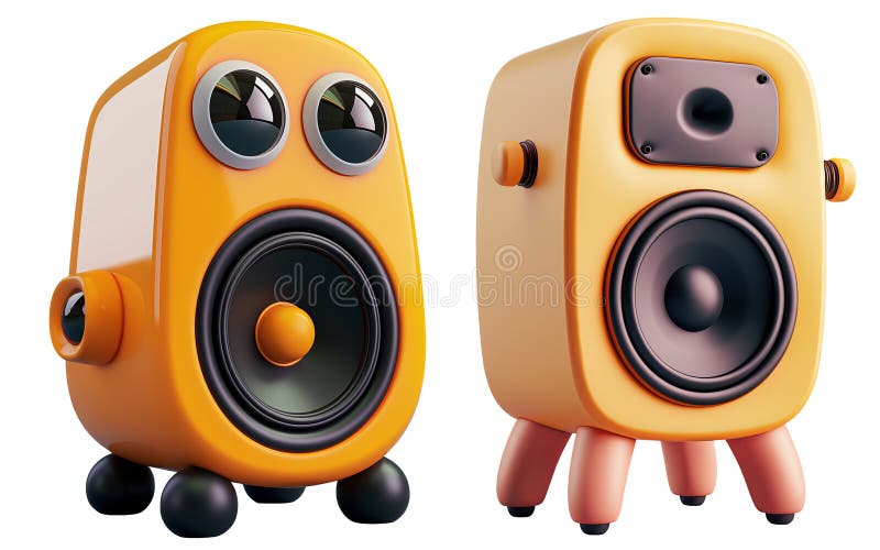 Set of Cute Speaker Box. 3D Cartoon Animation Style Stock Photo ...