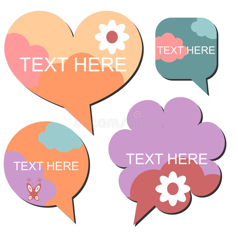Cute Speech Bubbles Stickers Set Stock Vector - Illustration of label ... Cute Speech Bubbles Stickers Set Stock Vector - Illustration of label ...