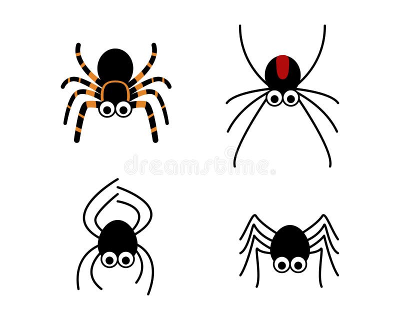 Set of Cute Spider in Simple Style, Vector Stock Vector - Illustration ...