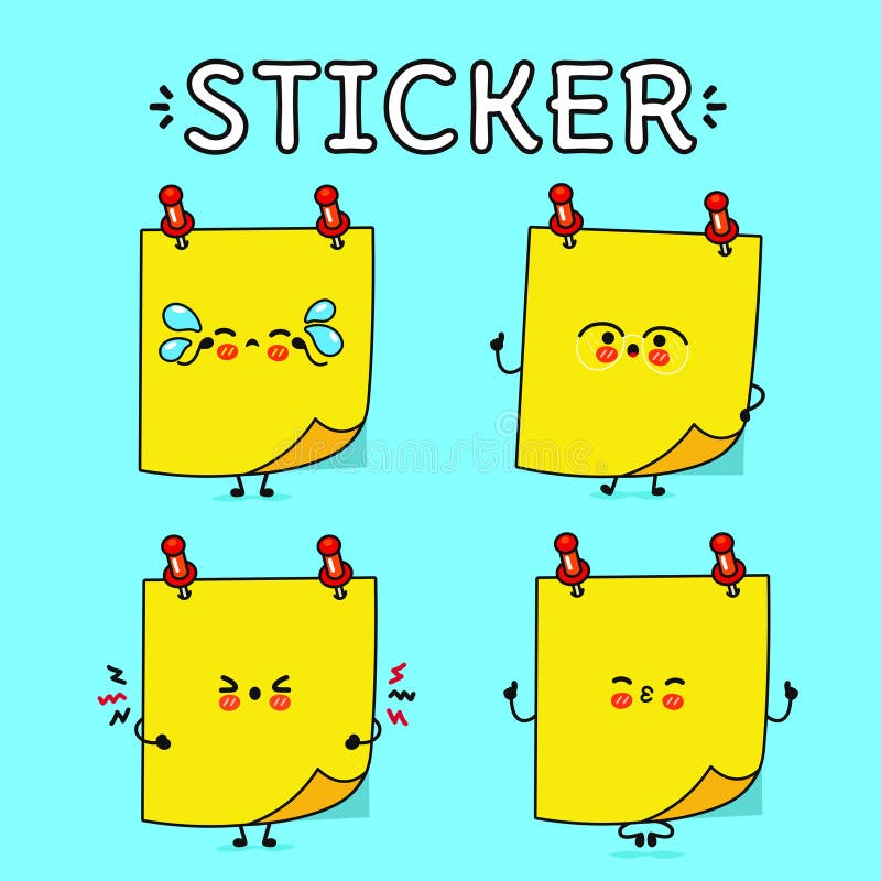 Cute Sticker Characters Set with Playful Expressions and Actions ...