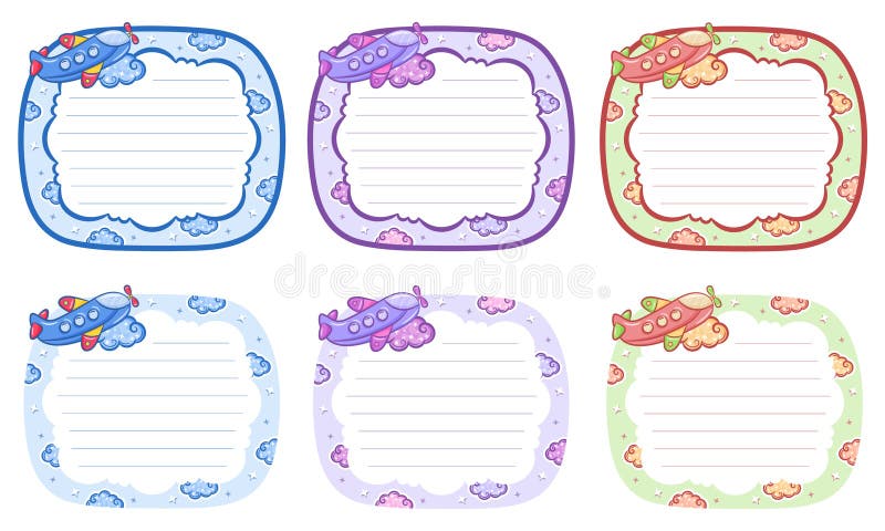 Set of Sticky Cute Clouds Frames Letter Notes for Writing with Pastel ...