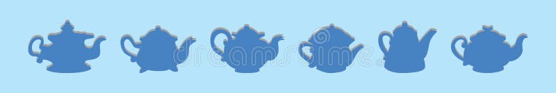 Set of Cute Tea Pot Collection Cartoon Icon Design Template with ...