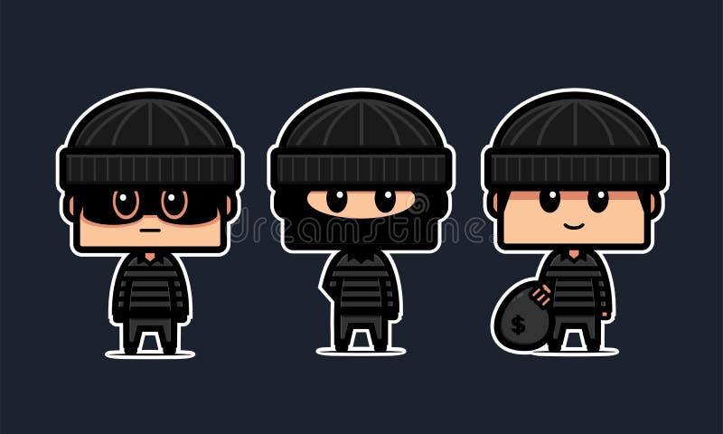 Set of Cute Thief, Robber. Illustration Vector Stock Vector ...