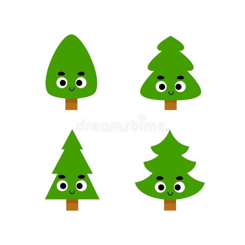 Set of Cute Tree. Isolated Vector Illustration Stock Vector ...